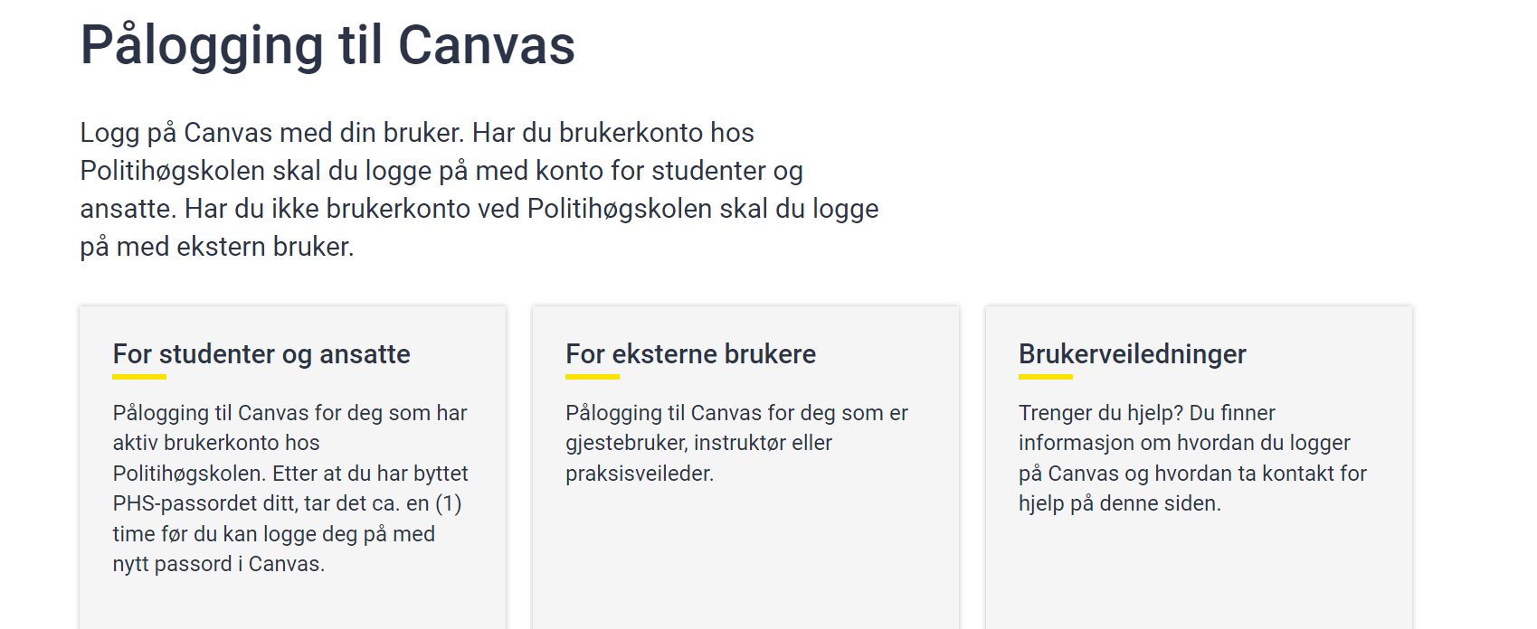 Canvas PHS (Politihøgskolen): Hvordan logge inn og offisiell lenke - Mingat